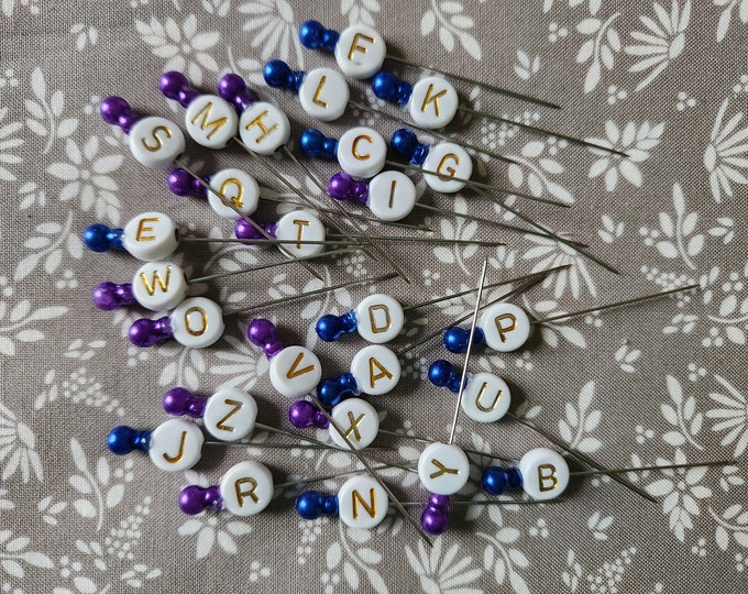 Alphabet Quilting Pins - White and Gold - Etsy