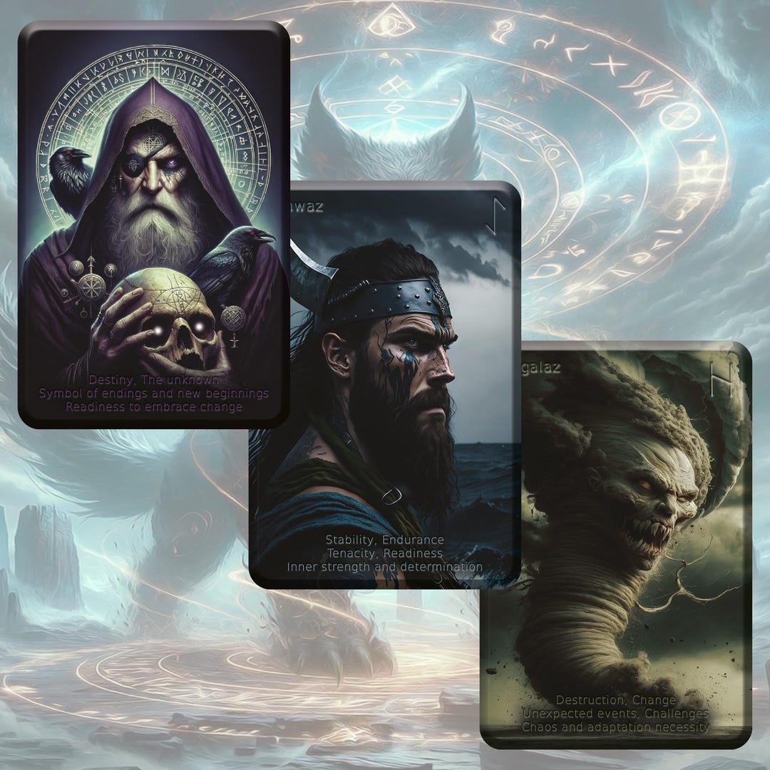 Viking Era Runes - Card Set | 25 Laminated Cards With Keys - Etsy