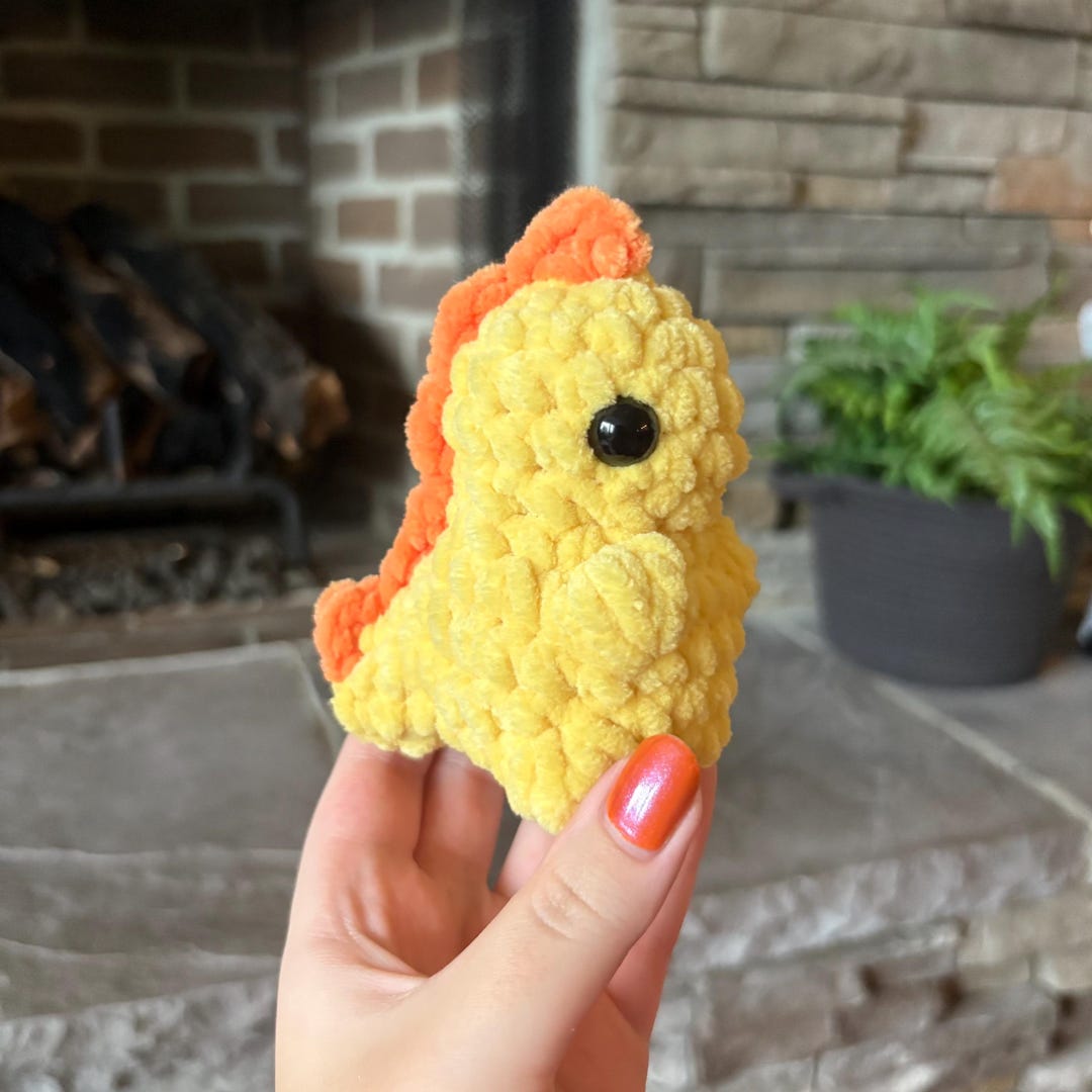 Yellow & Orange Baby Dinosaur Crochet Plushie Stuffed Animal Plush ...