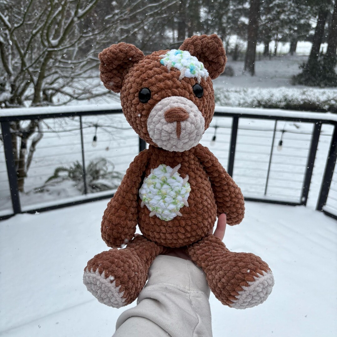 Patchwork Floral Teddy Bear Crochet Plush | Plushies | Stuffed Animal ...