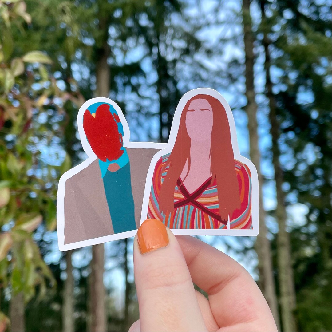 70s Wanda & Vision Inspired Stickers Trendy Stationary Water Bottle ...