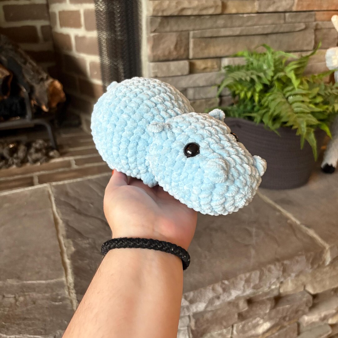 Light Blue Hippo Crochet Plushie Stuffed Animal Plush Handmade Toy ...
