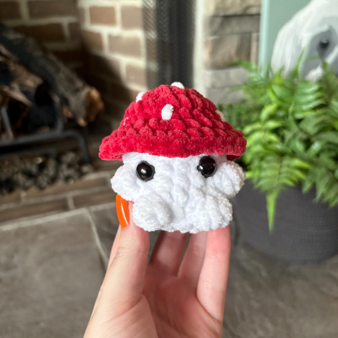 Red Top Tiny Mushroom Crochet Plushie Stuffed Animal Plush Handmade Toy ...