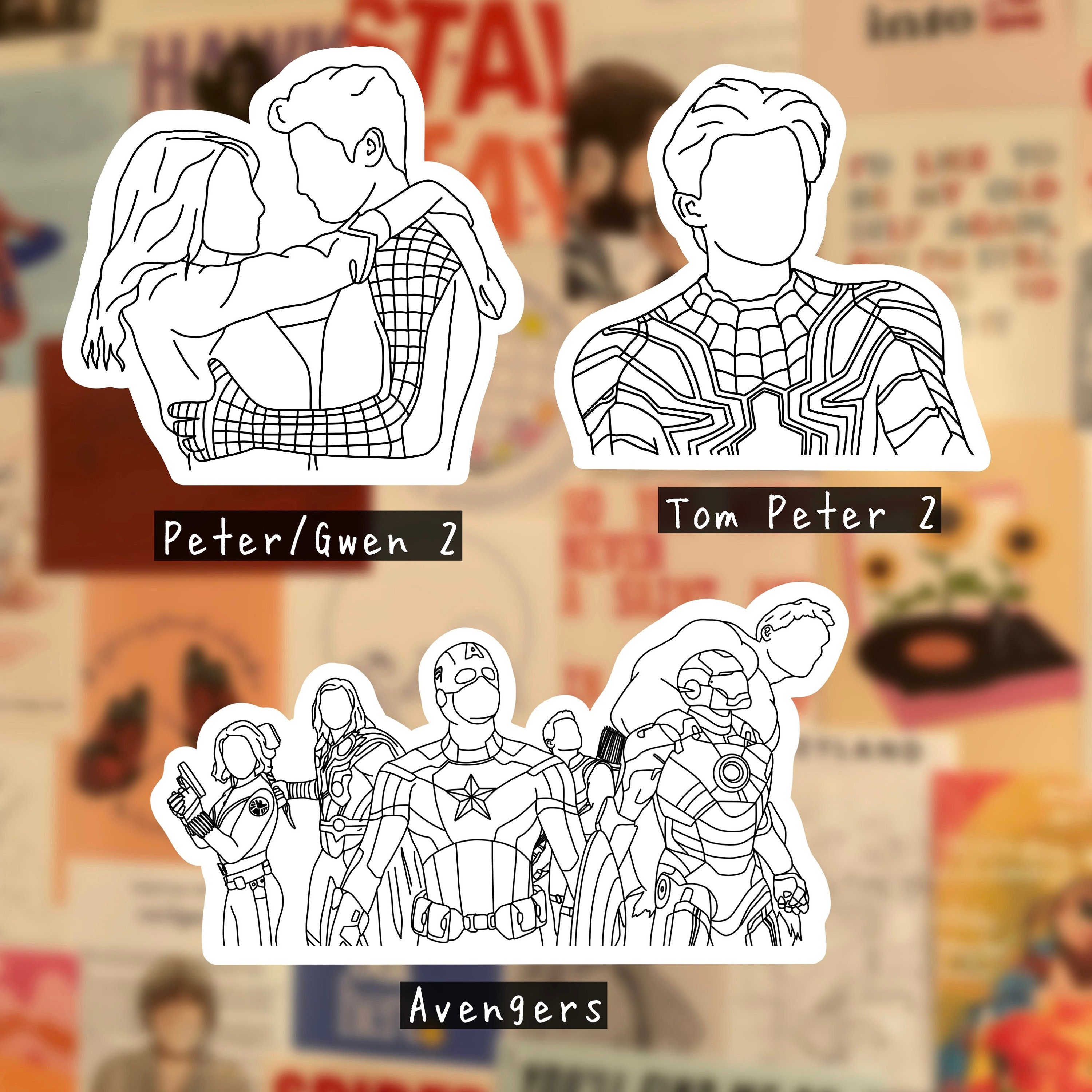 Marvel Character Outline Inspired Stickers Stationary - Etsy