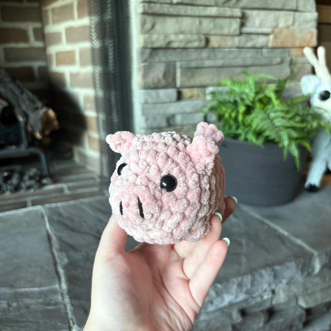 Rose Pink Pig Crochet Plushie Stuffed Animal Plush Handmade Toy Small ...