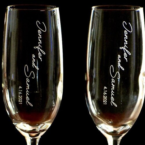 Personalized Wedding Toasting Flutes Set of TWO Custom | Etsy