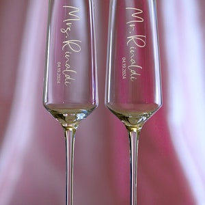 Personalized High Quality Etched Modern Flutes, Wedding Toasting Flutes ...