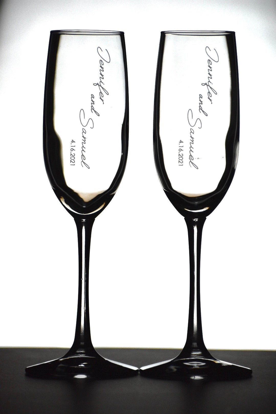 Personalized Wedding Toasting Flutes Set of TWO Custom | Etsy