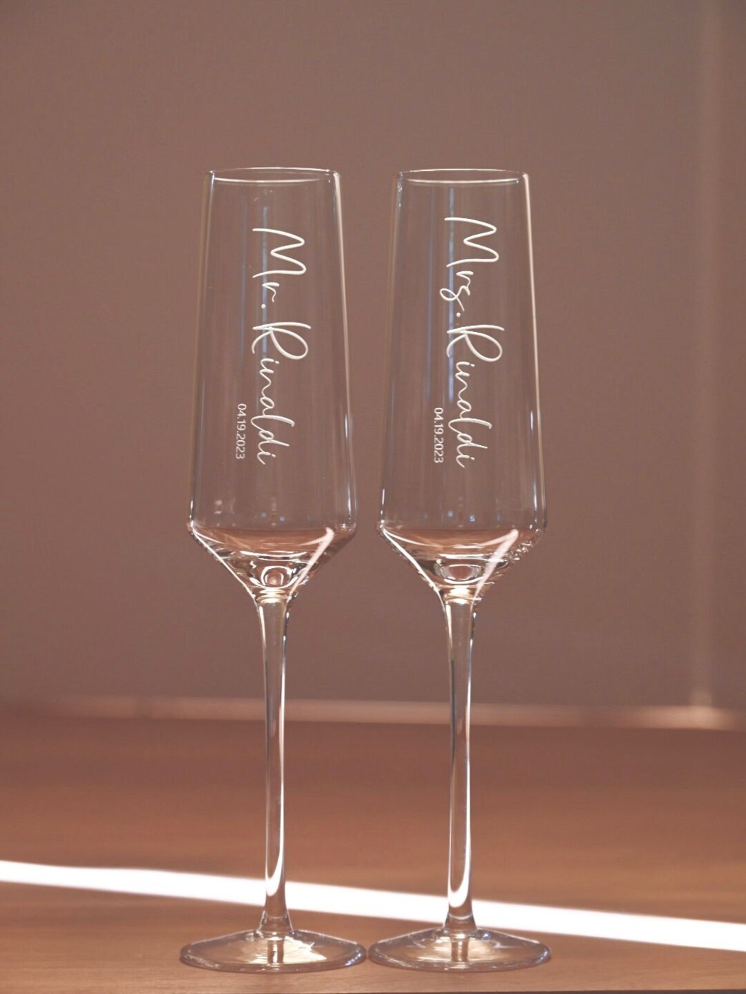 Personalized High Quality Etched Modern Flutes, Wedding Toasting Flutes ...
