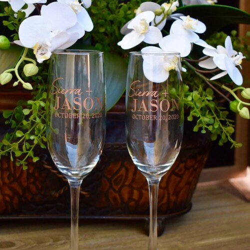 Personalized Wedding Toasting Flutes Set of TWO Custom - Etsy