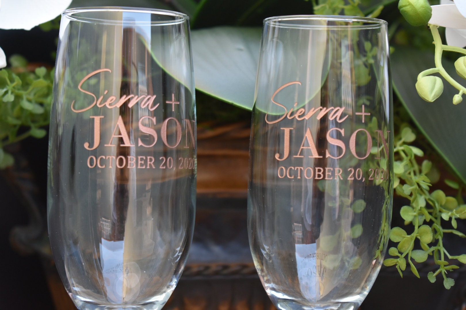 Personalized Wedding Toasting Flutes Set of TWO Custom | Etsy