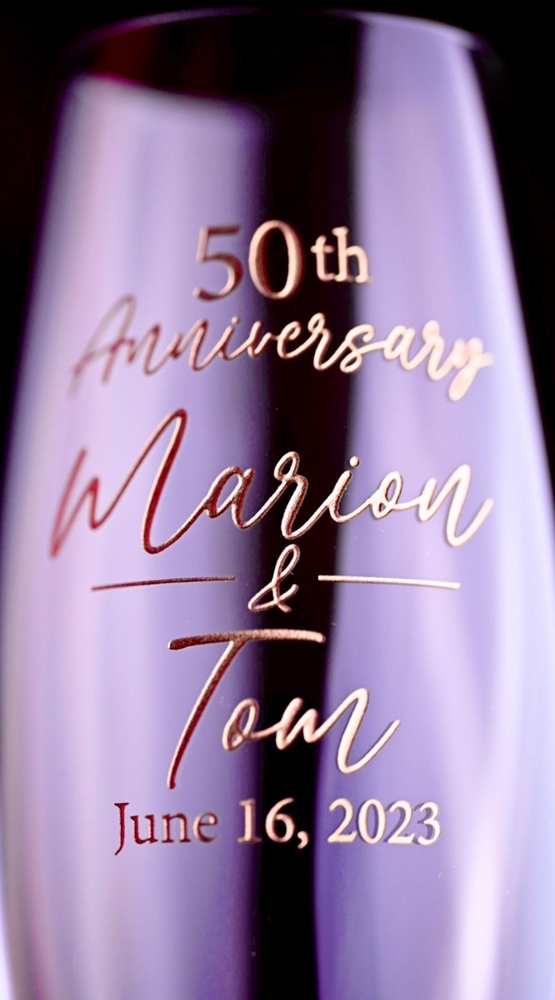 Personalized 50th Anniversary Toasting Flutes, Lenox Crystal, Deep ...