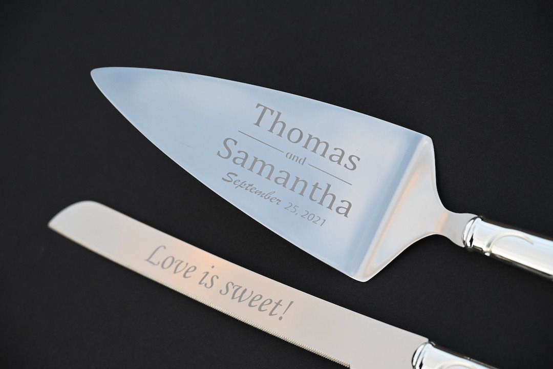 Personalized Cake Server and Knife, Silver Lenox Adorn Personalized ...