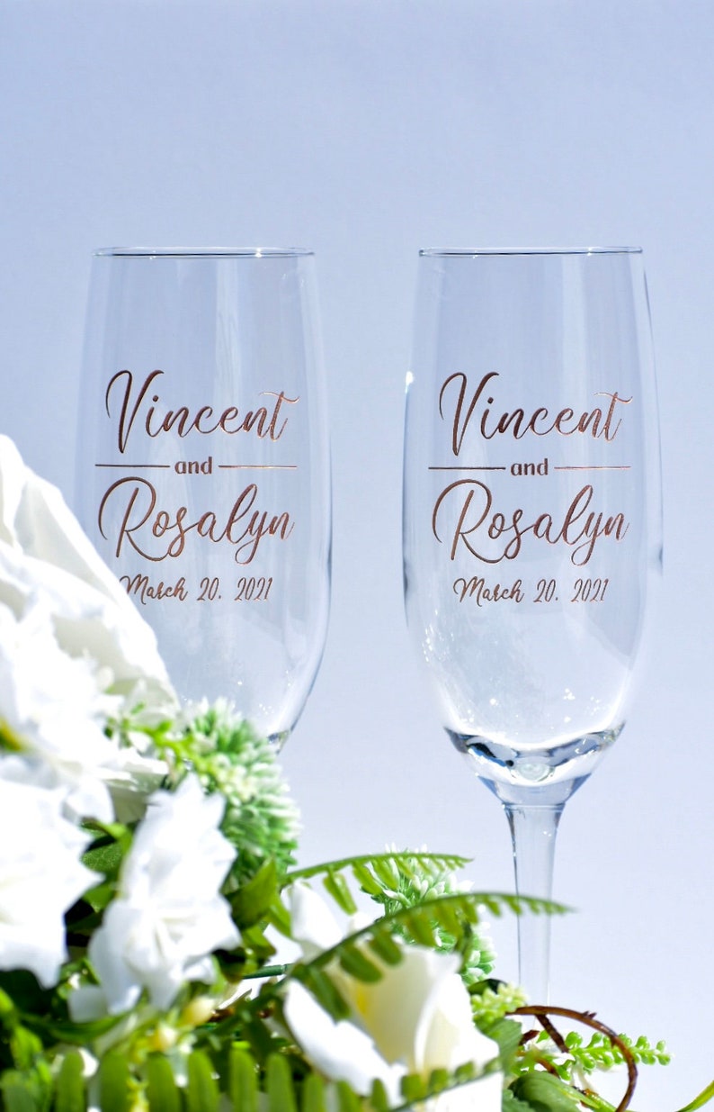 Personalized Wedding Toasting Flutes Set of TWO Custom - Etsy