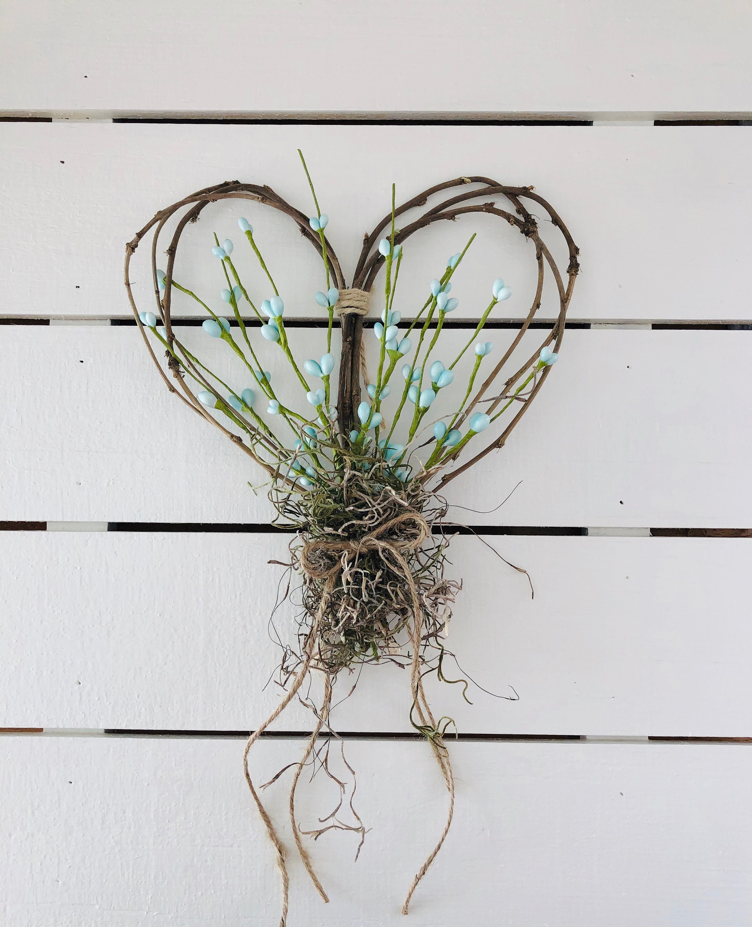 Rustic Farmhouse Springtime Twig Heart Wall Decor With Pastel - Etsy