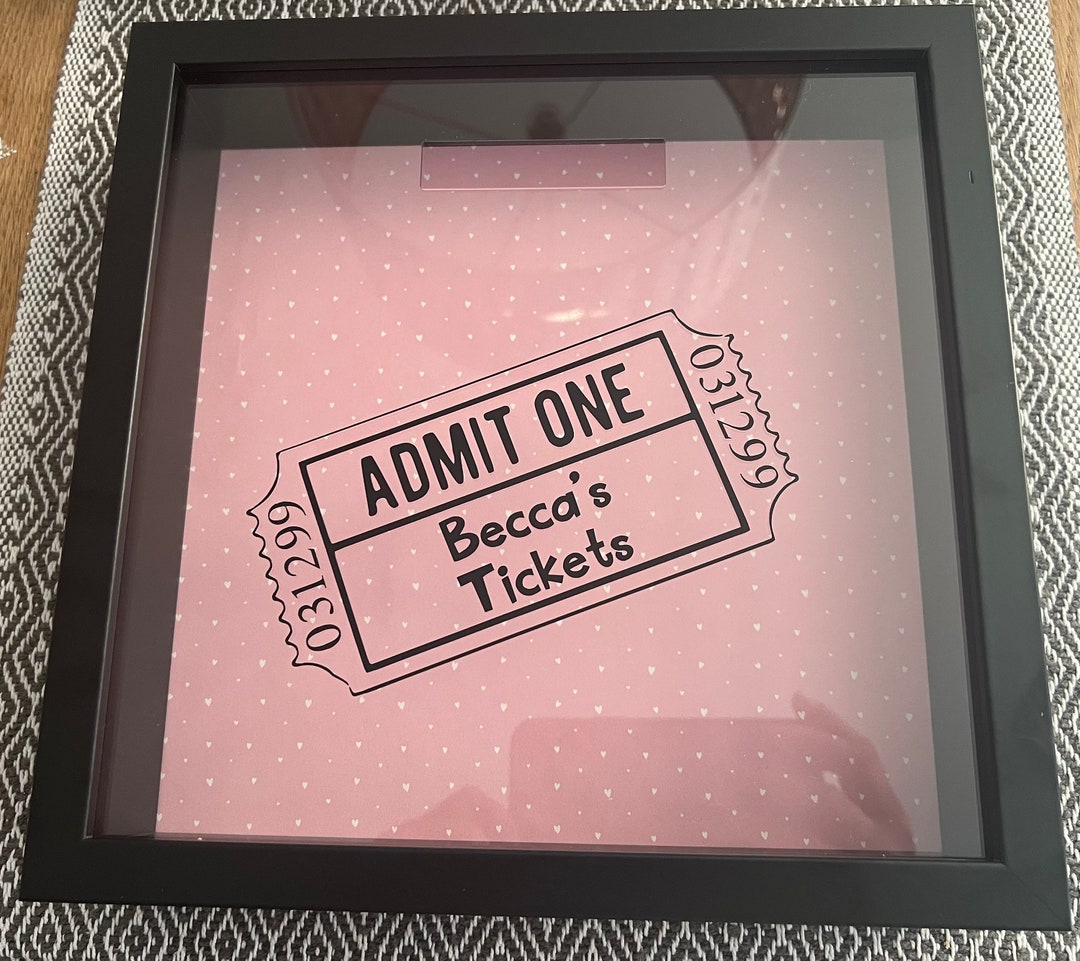 Ticket Memory / Money Box Frame Personalised /25cm X 25cm (6cm Depth ...