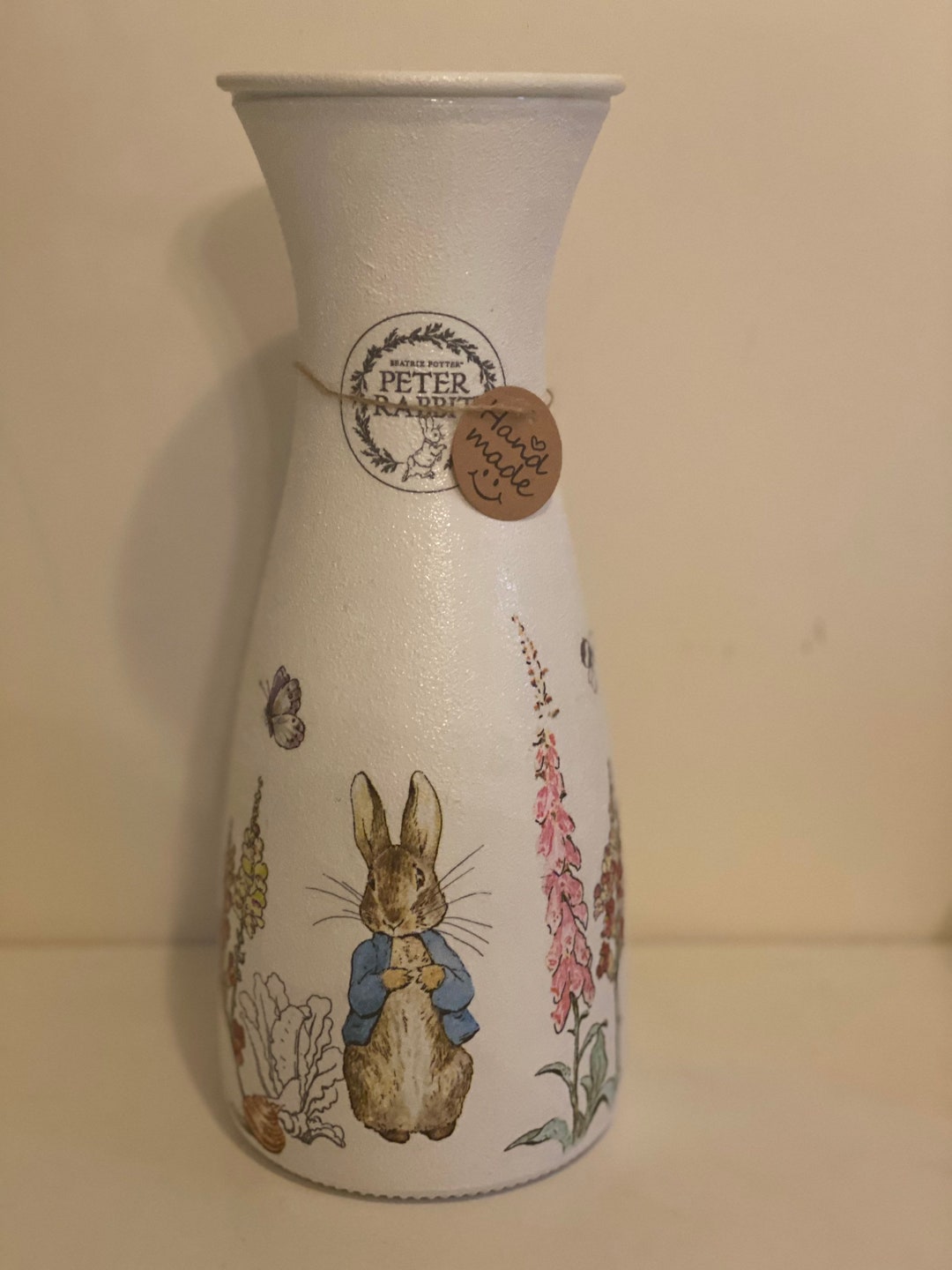Peter Rabbit Decoupage White Vase Baby Nursery - Etsy