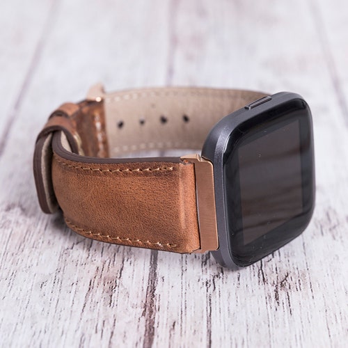 Antic Brown Leather Fitbit Watch Band Fitbit Versa - Etsy
