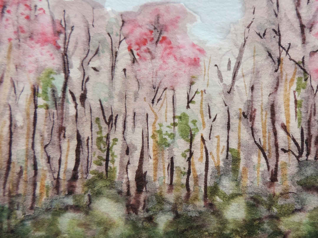 Spring Watercolor Landscape Art Watercolor Fine Art Painting Trees ...
