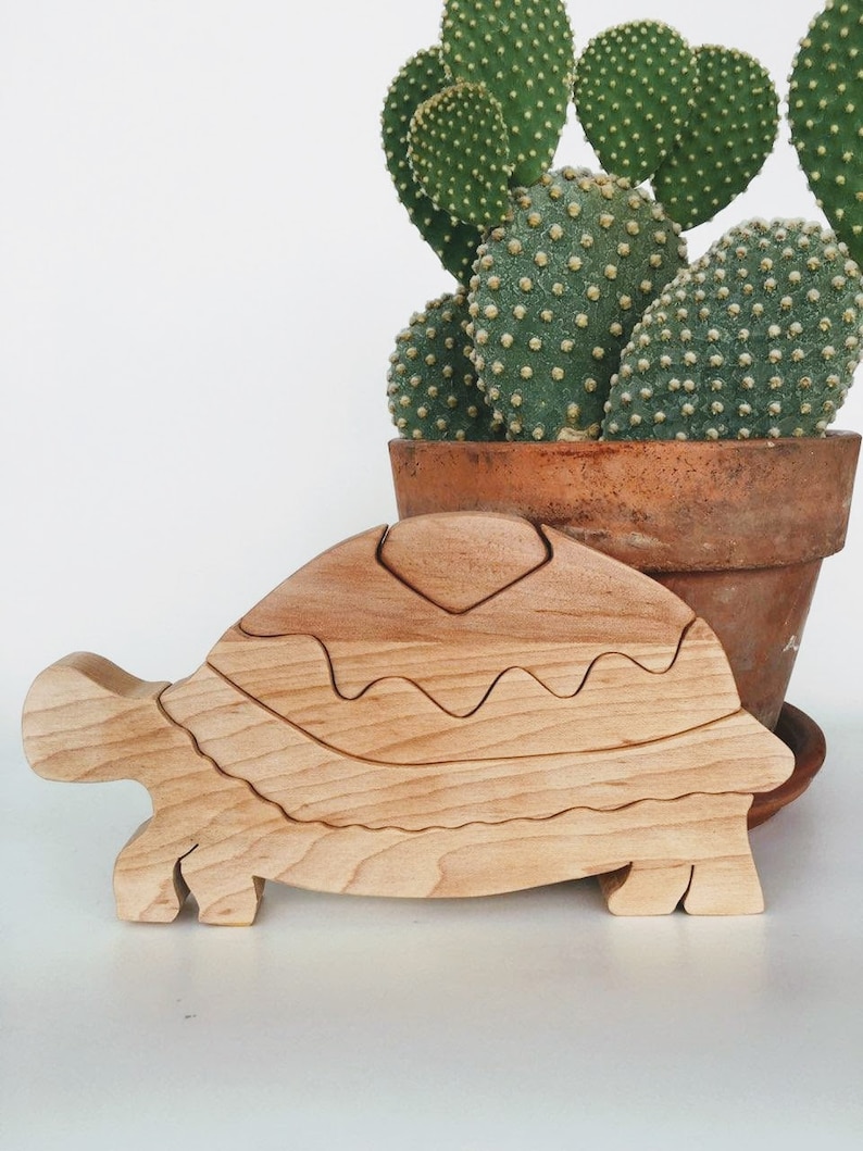 Wooden Puzzle Baby Gift Stacking Toy Montessori Turtle - Etsy
