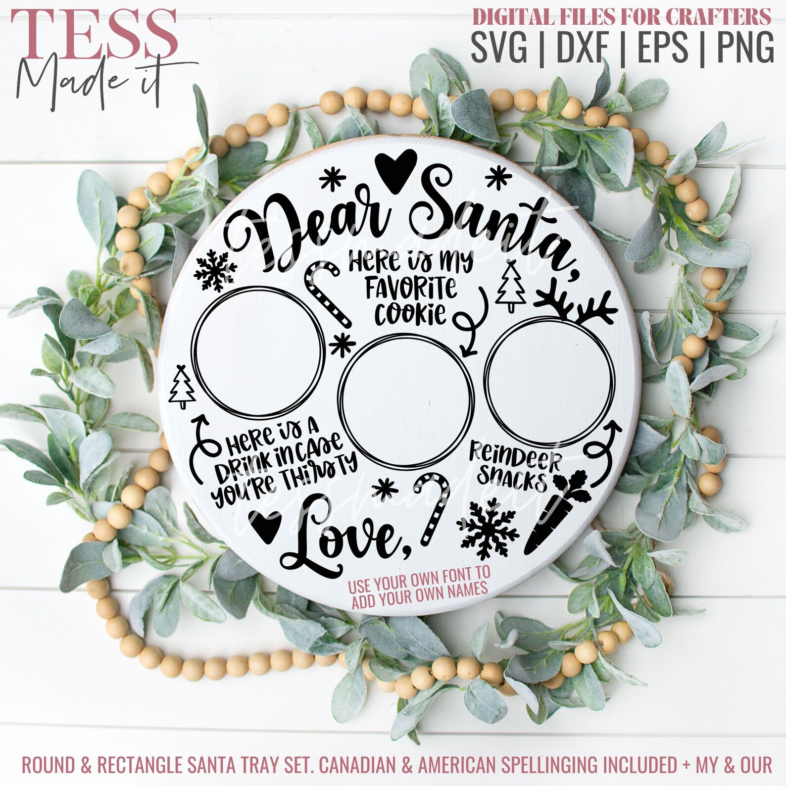 Santa Plate SVG - Santa SVG - Round Santa Tray Svg - DIY Cookies for ...