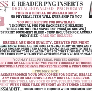 Kindle Insert Printable E-reader Case Insert, Digital E-reader Design ...