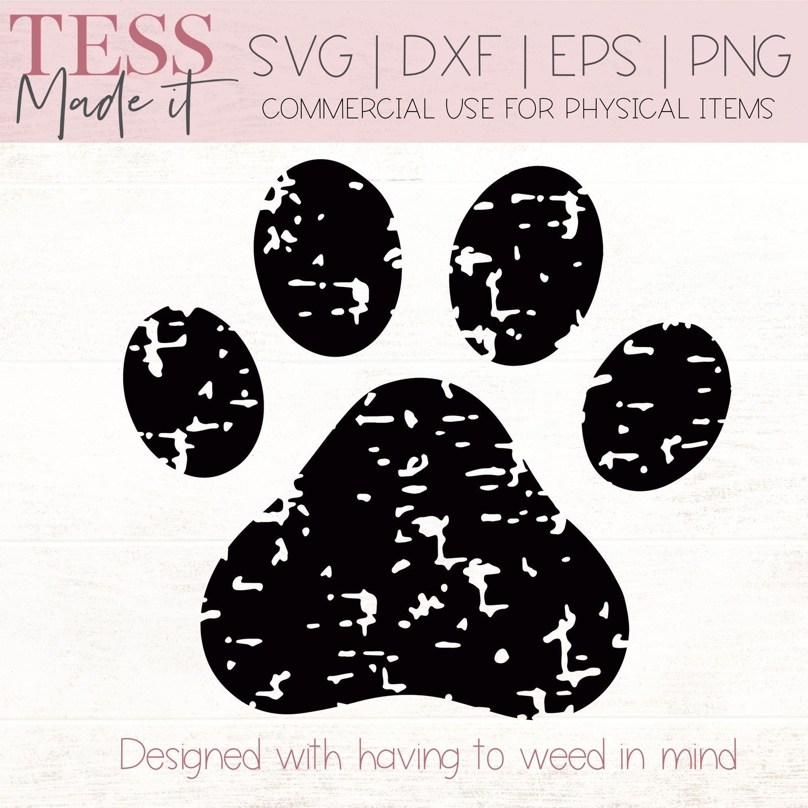 Paw Print SVG - Distressed Paw SVG - Grunge SVG Designed for Cricut and ...