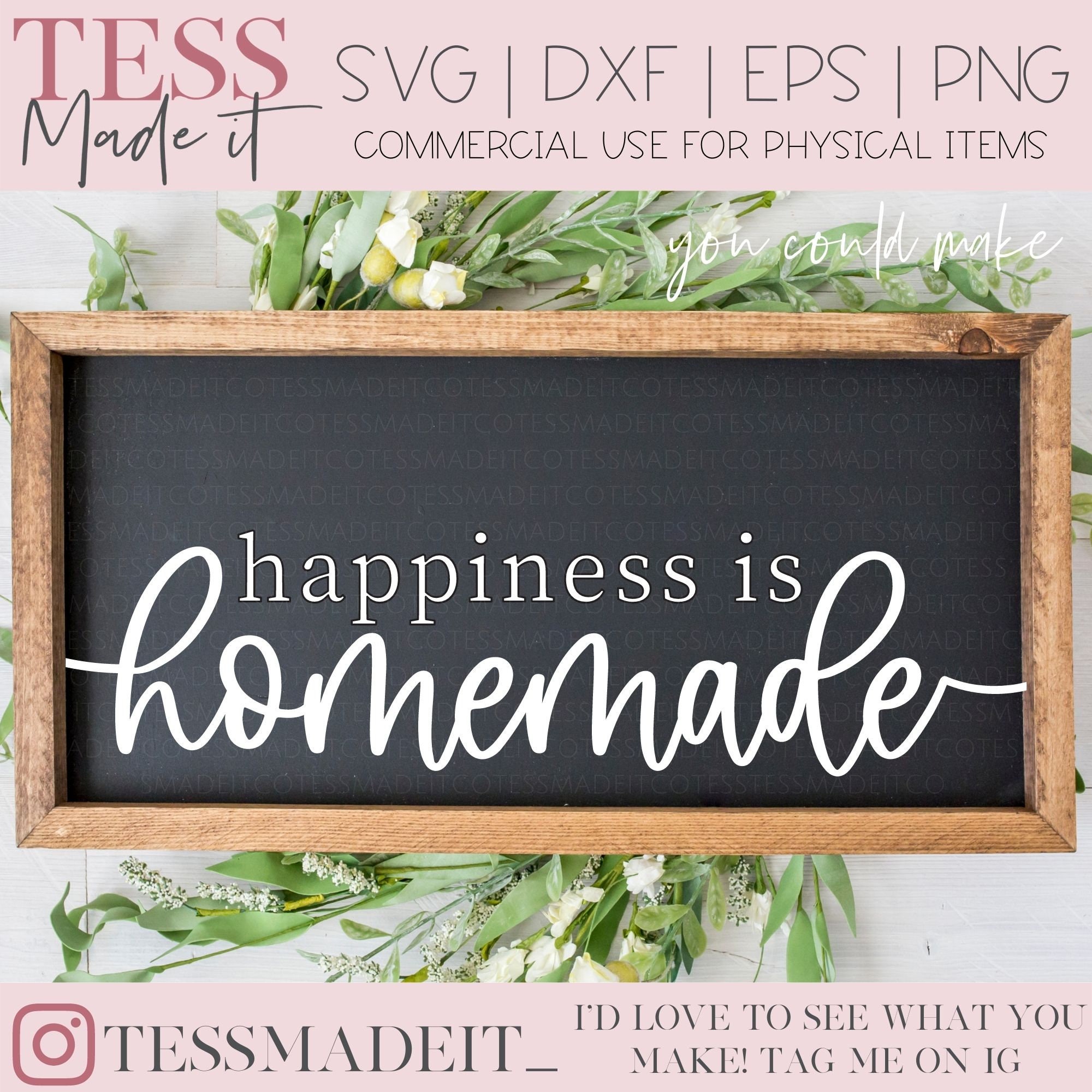 Happiness Is Homemade SVG Farmhouse Sign SVG Grandma SVG | Etsy