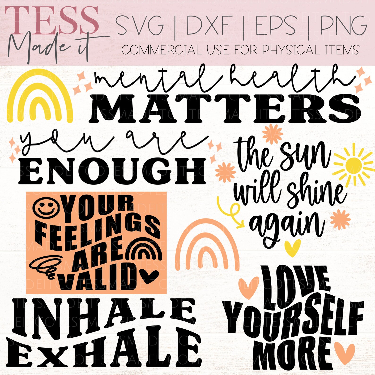 Mental Health SVG Bundle - Be Kind SVG - Motivational SVG - Sunshine ...