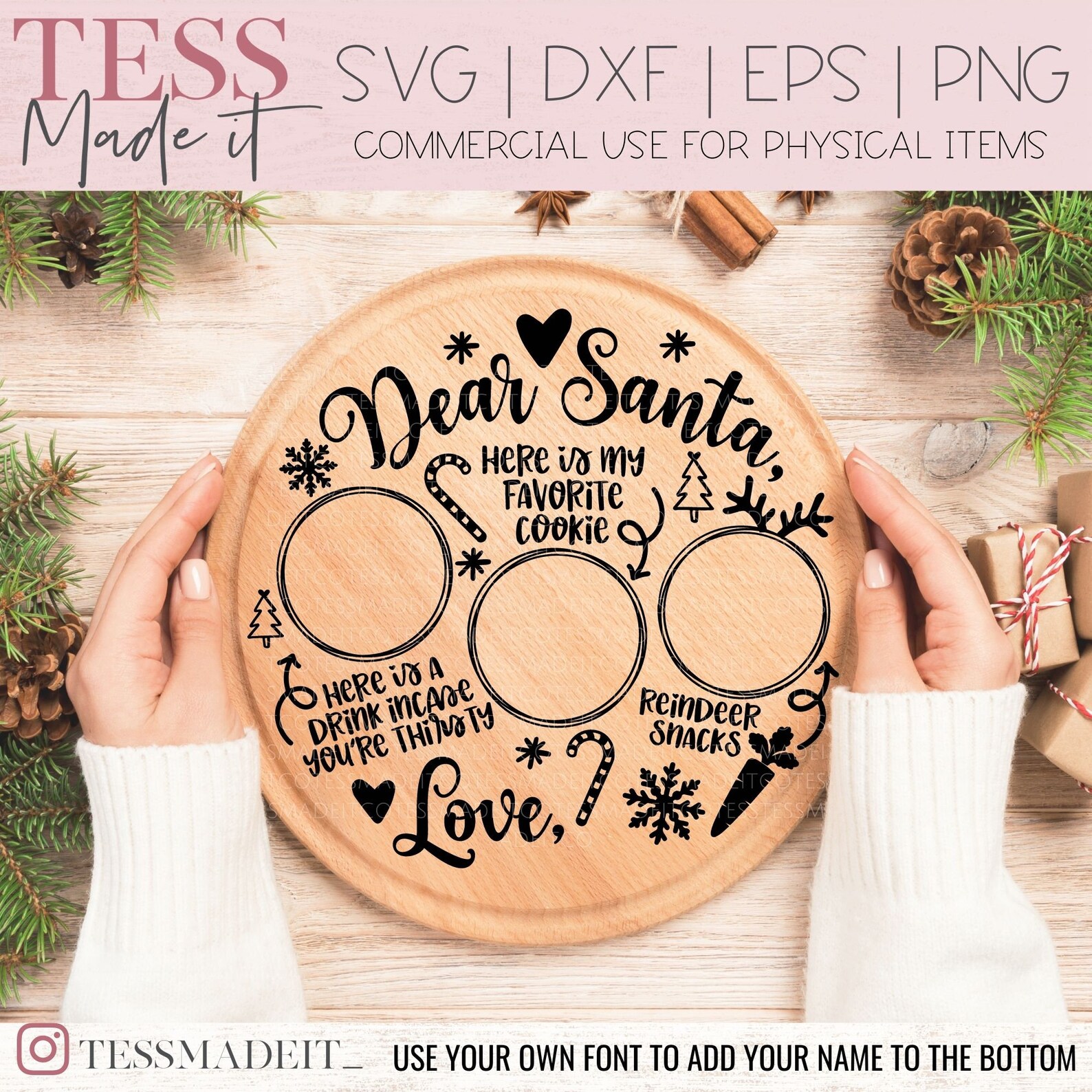 Santa Plate SVG Santa SVG Round Santa Tray Svg DIY | Etsy