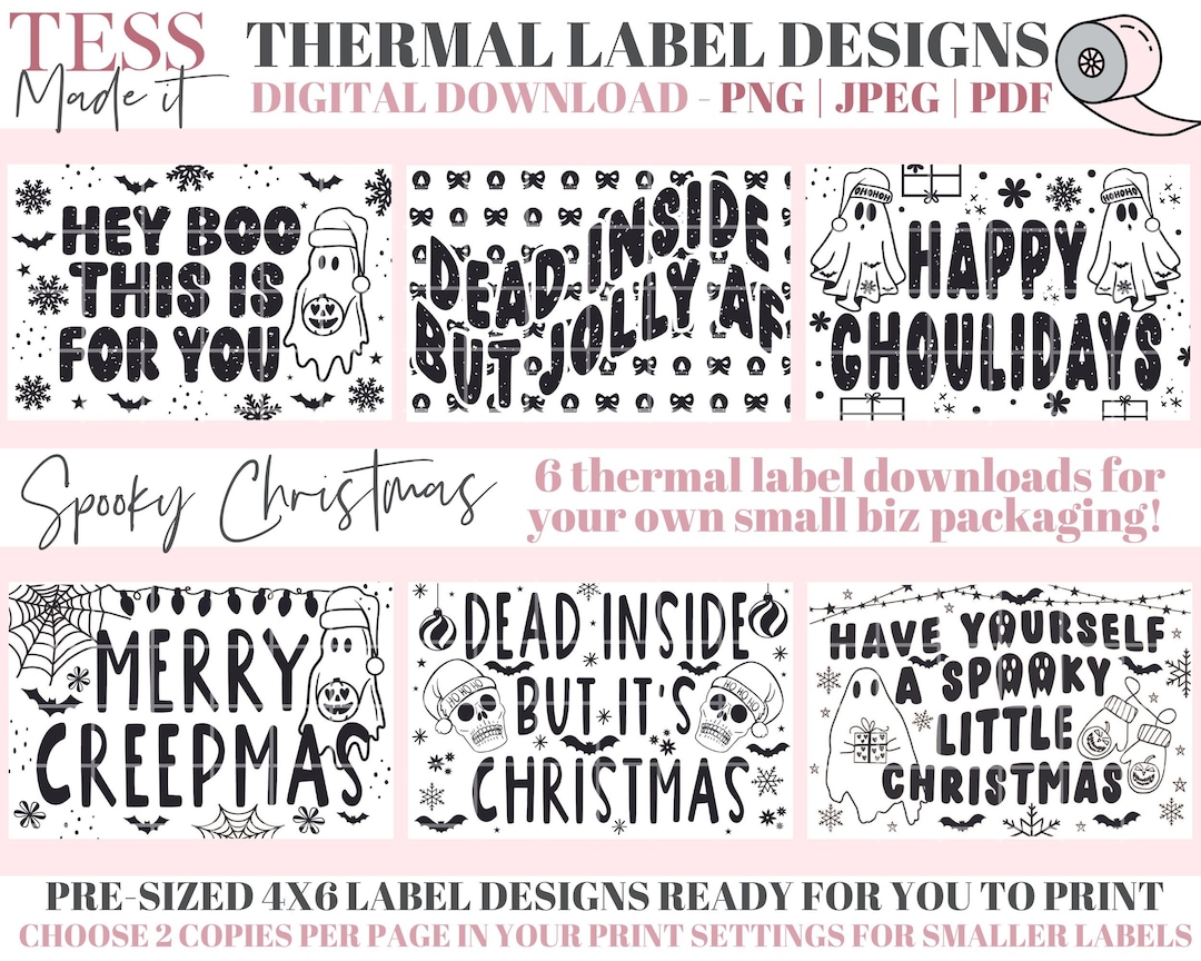 Christmas Thermal Labels Spooky Christmas Happy Mail Stickers Product ...