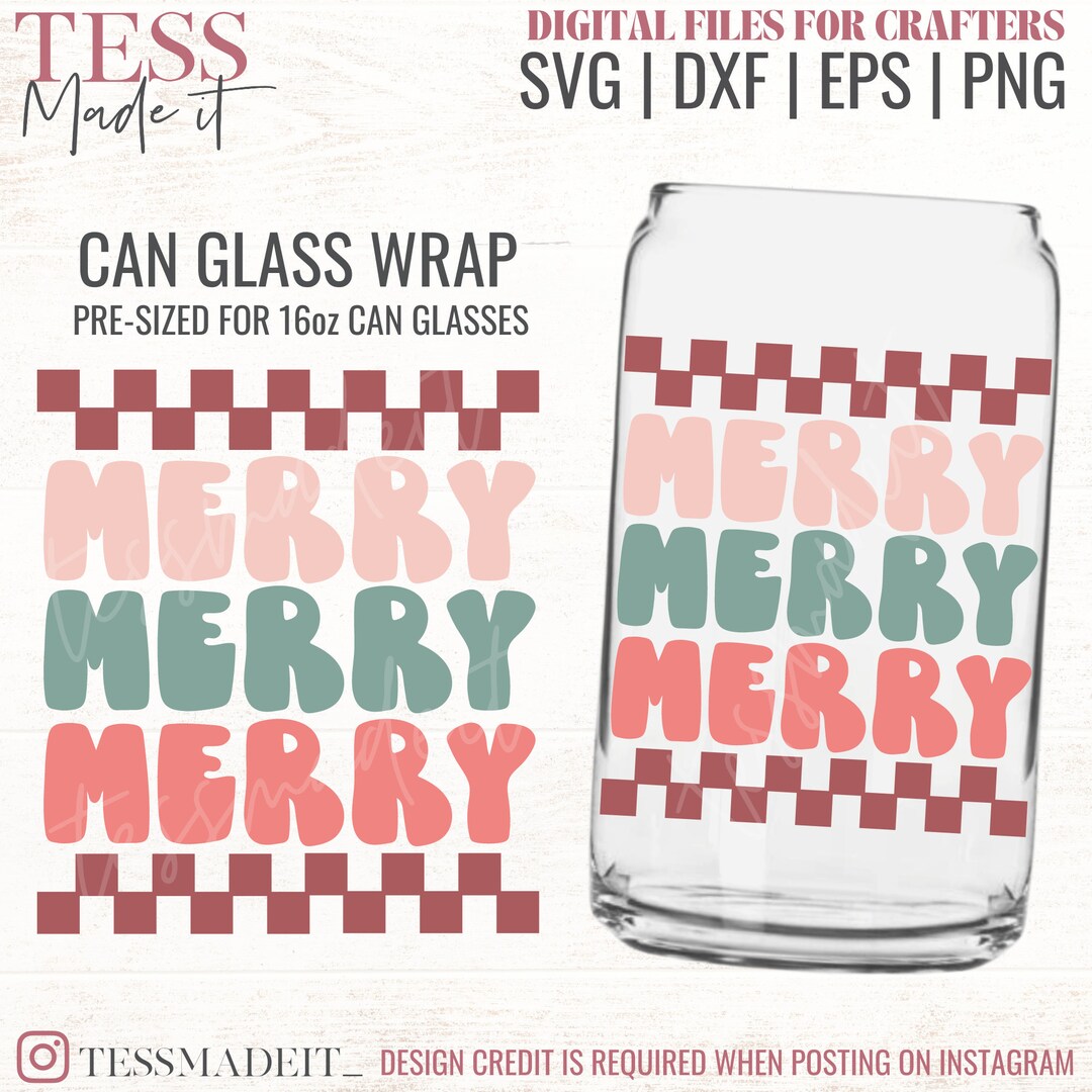 Retro Merry SVG - Christmas Libbey SVG - Merry Merry Merry SVG - Retro ...