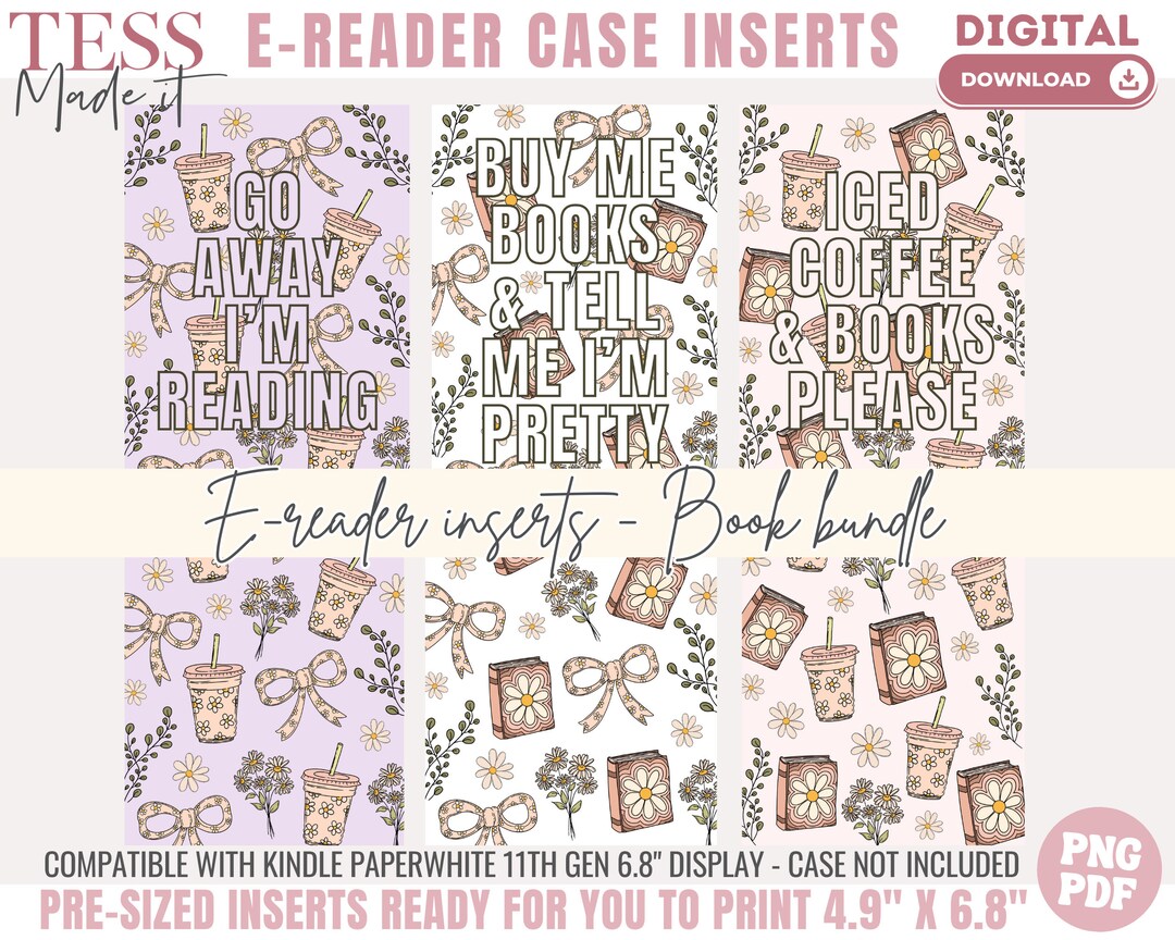Printable E-reader Case Insert, Digital E-reader Design Insert, Ebook Inserts PNG, Paperwhite ...