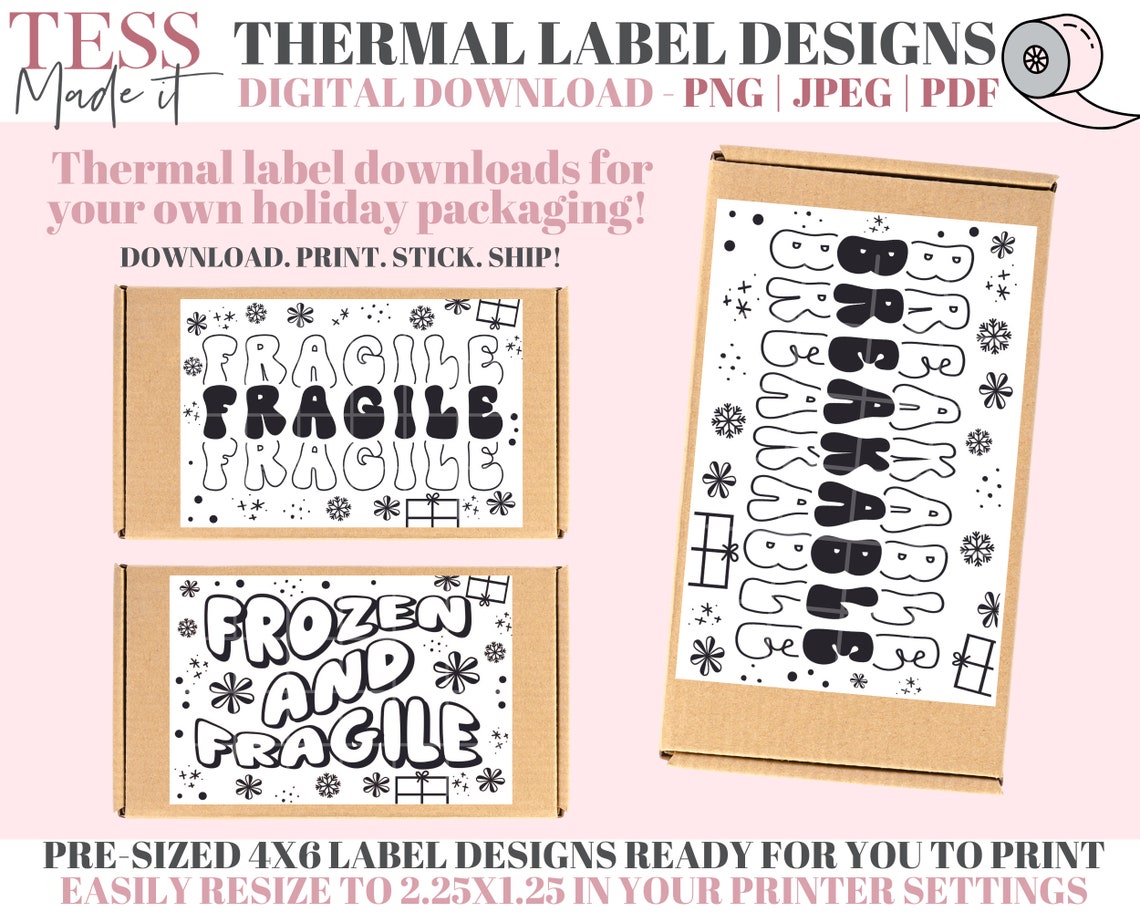 Fragile Mailing Labels - Printable Thermal Labels - Christmas Business ...