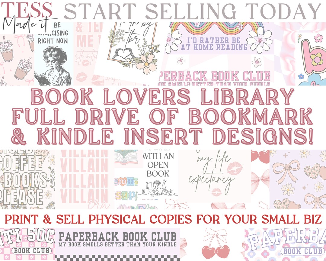 PRINTABLE BOOKMARK LIBRARY & E Reader Inserts 11th Gen - Digital Download Cute Bookmarks Png ...