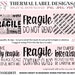 Fragile Thermal Labels PNGS Warning Stickers Shipping Labels Business ...