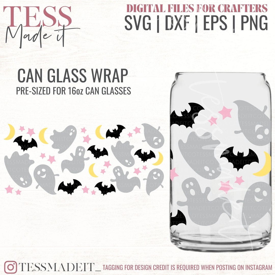 Halloween Can Glass Wrap SVG - Ghost Can Glass SVG - 16oz Libbey Full ...