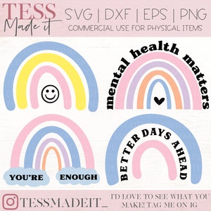 Mental Health SVG Bundle - Rainbow SVG - Be Kind SVG - Motivational Svg ...