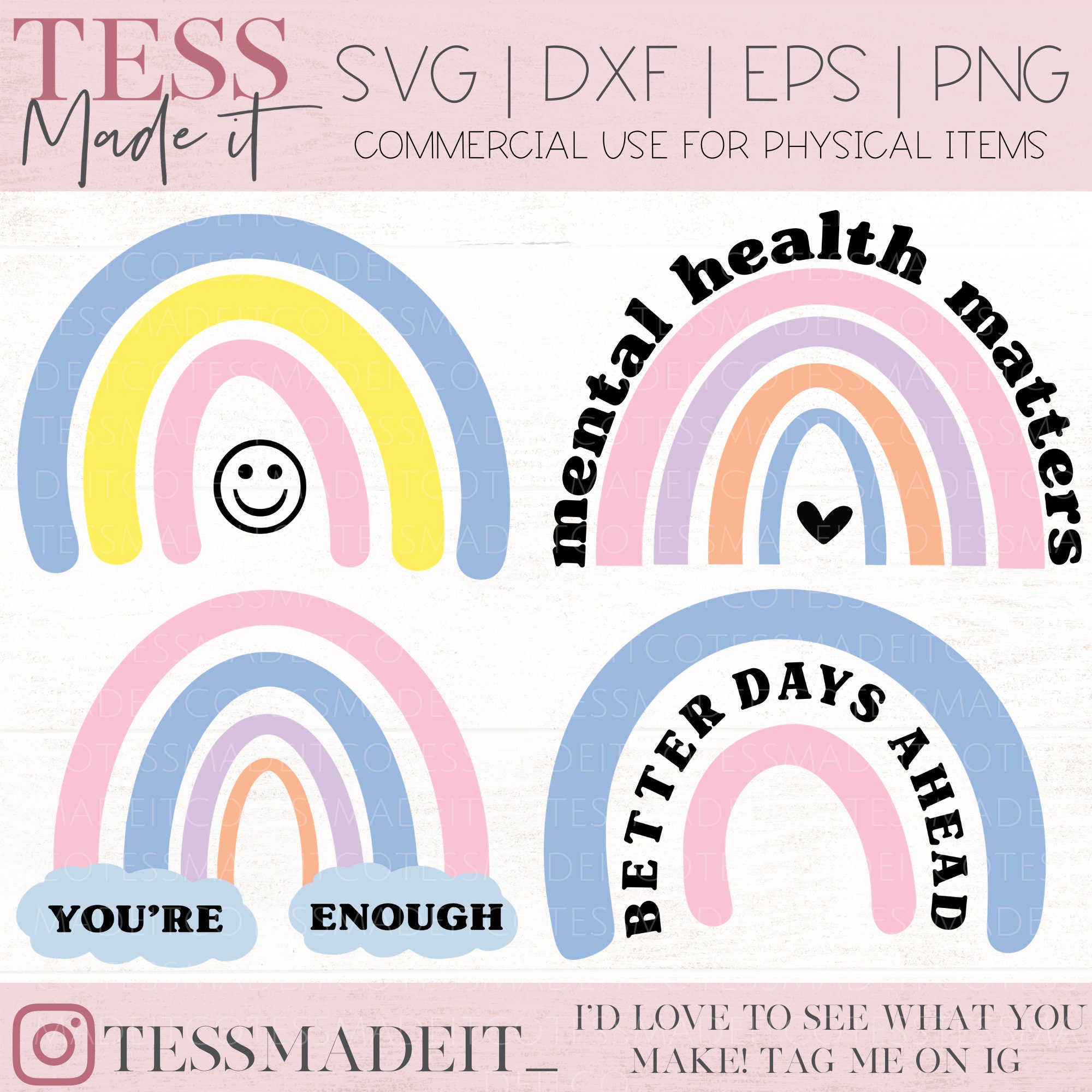 Mental Health SVG Bundle Rainbow SVG Be Kind SVG - Etsy