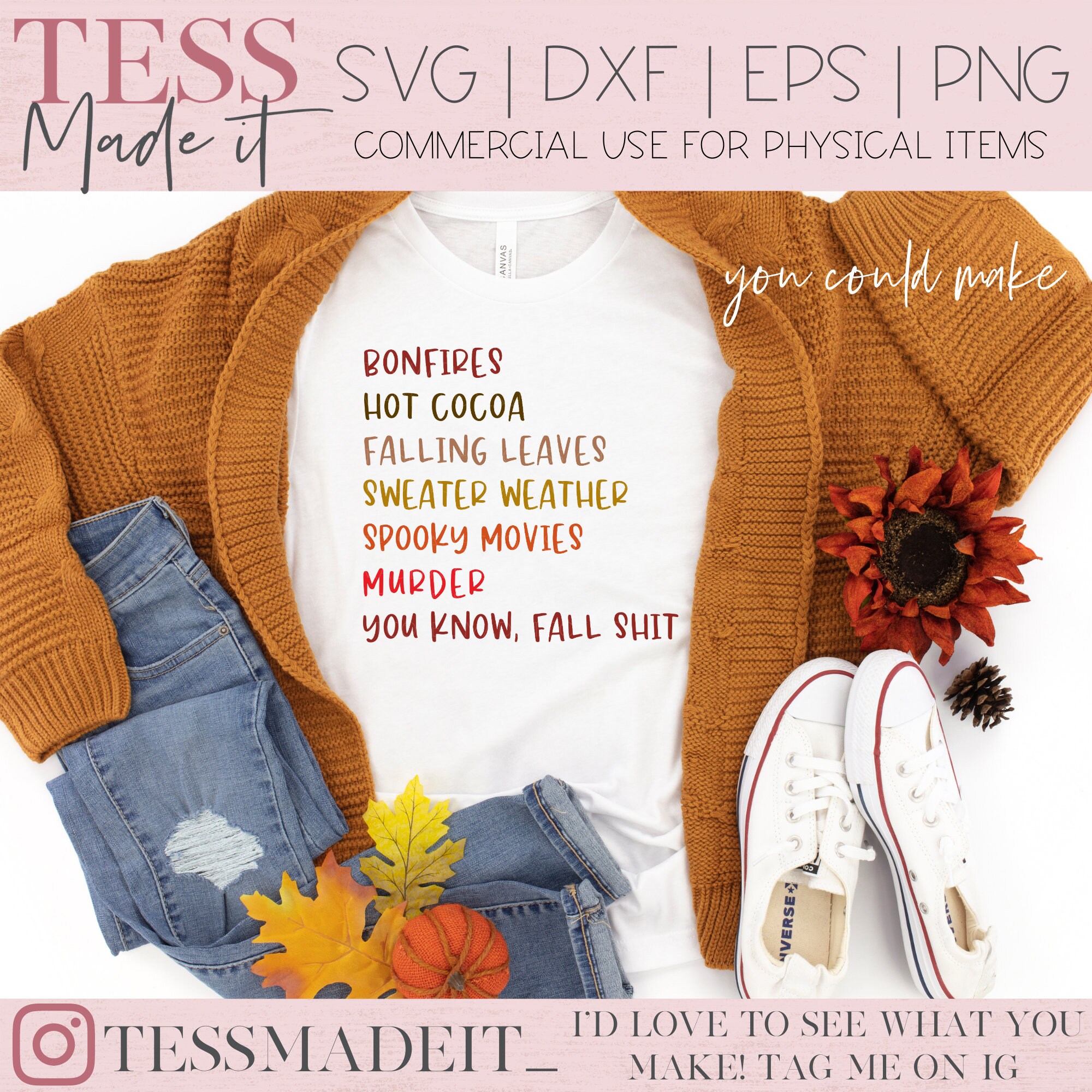 Bonfires Hot Cocoa Falling Leaves Sweater Weather Spooky - Etsy