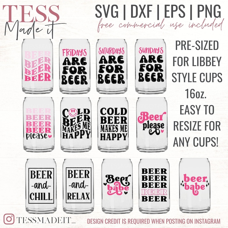 Beer SVG Bundle - Beer Can Glass SVG - Libbey Glass SVG Bundle ...