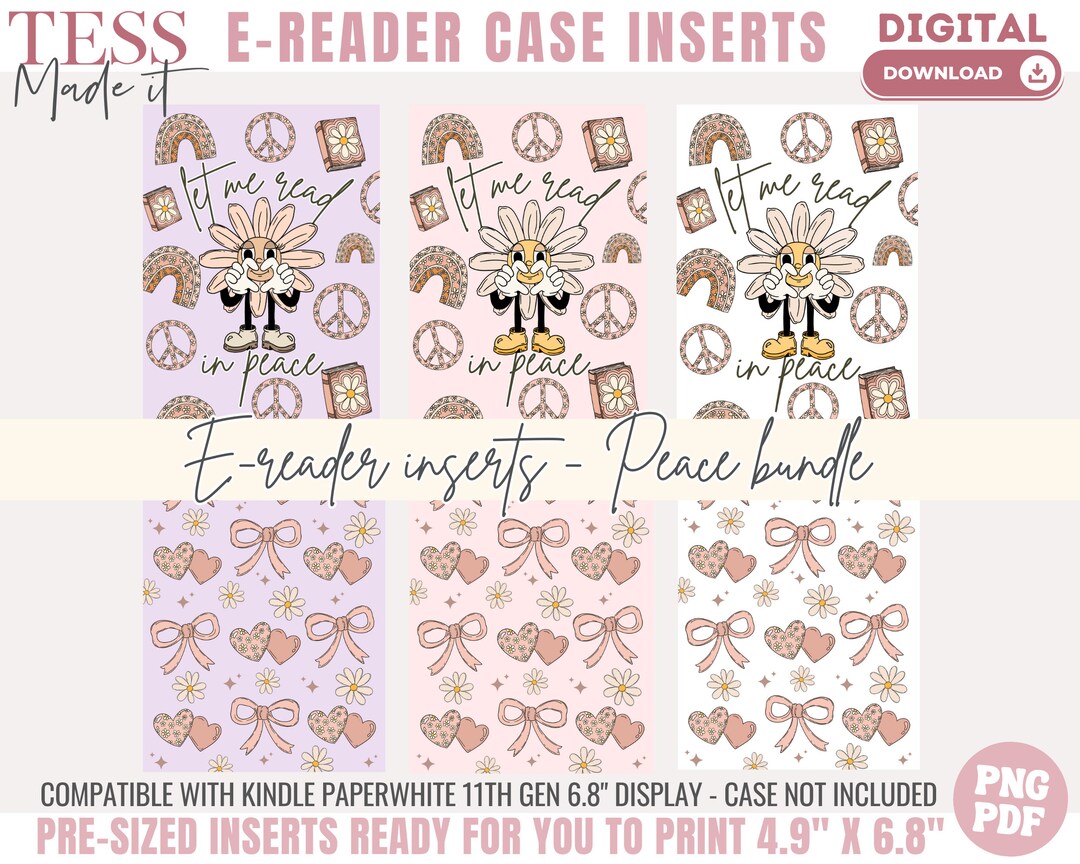 Kindle Insert Printable E-reader Case Insert, Digital E-reader Design ...