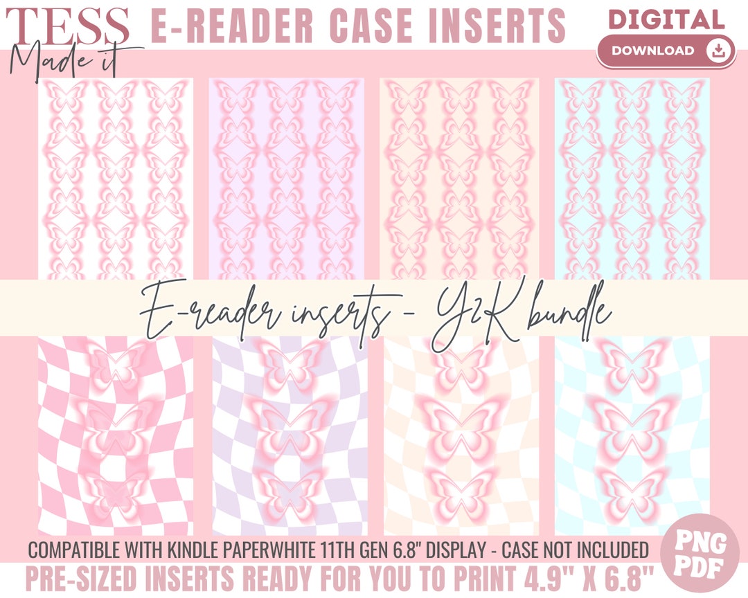 Y2K Kindle Inset Bundle Printable E-reader Case Insert Digital E-reader Design Insert Ebook ...