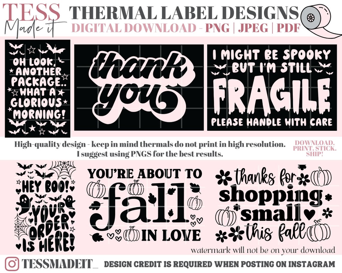 Halloween Thermal Label Designs Fall Business Stickers - Etsy