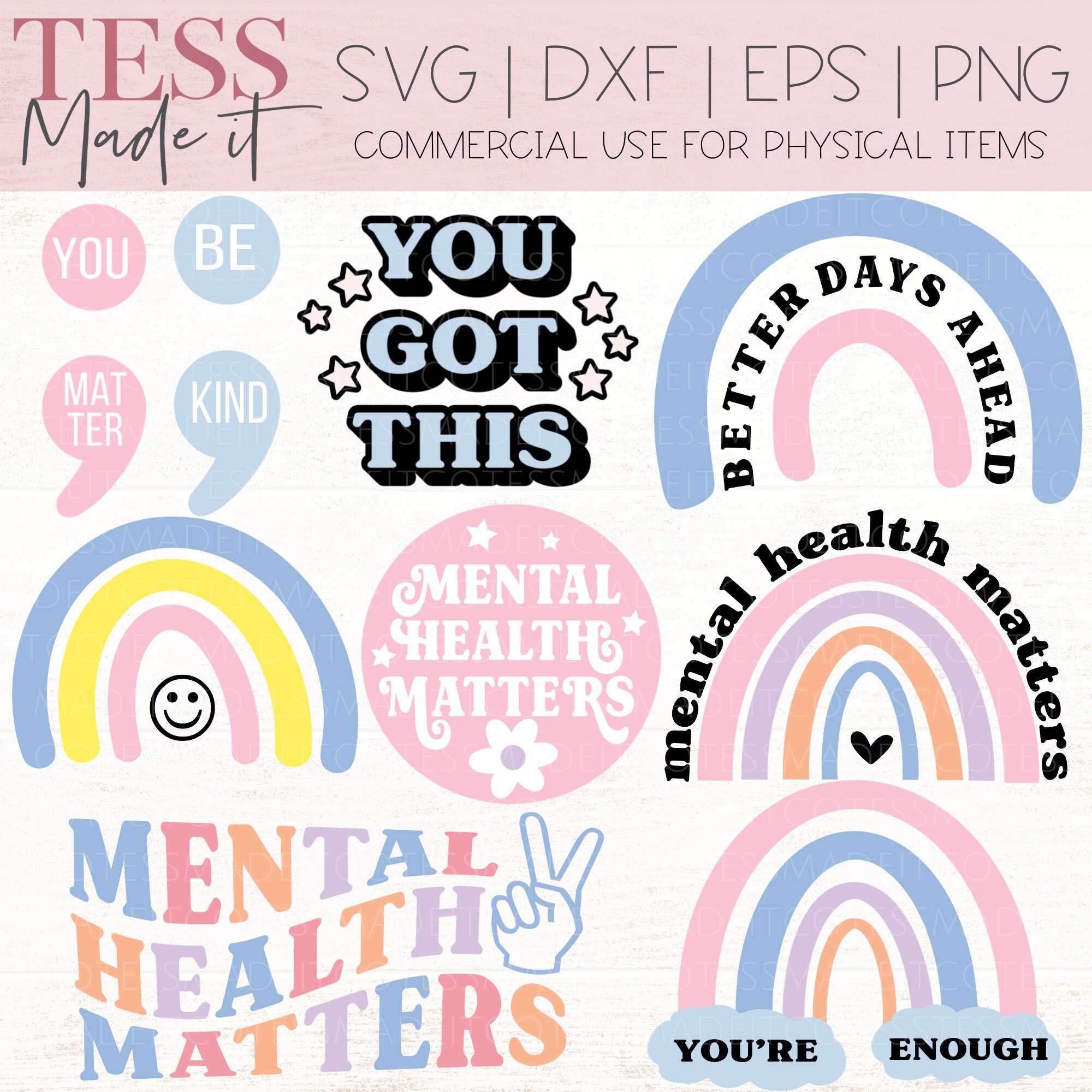 Mental Health SVG Bundle - Rainbow SVG - Be Kind SVG - Motivational Svg ...