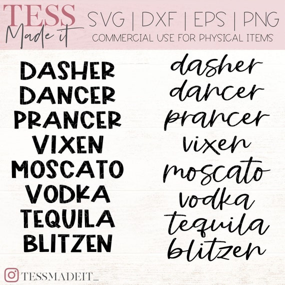 Reindeer Names SVG Funny Wine SVG Alcohol SVG Winter Svg | Etsy