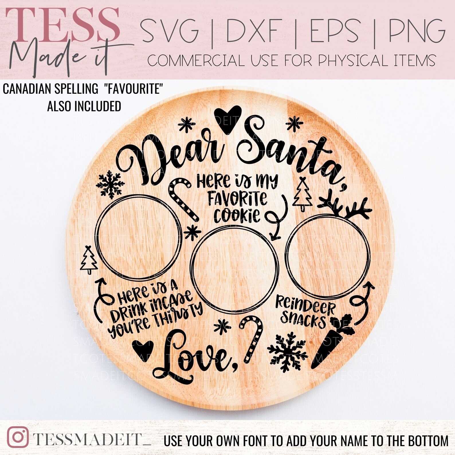 Santa Plate SVG Santa SVG Round Santa Tray Svg DIY | Etsy Canada