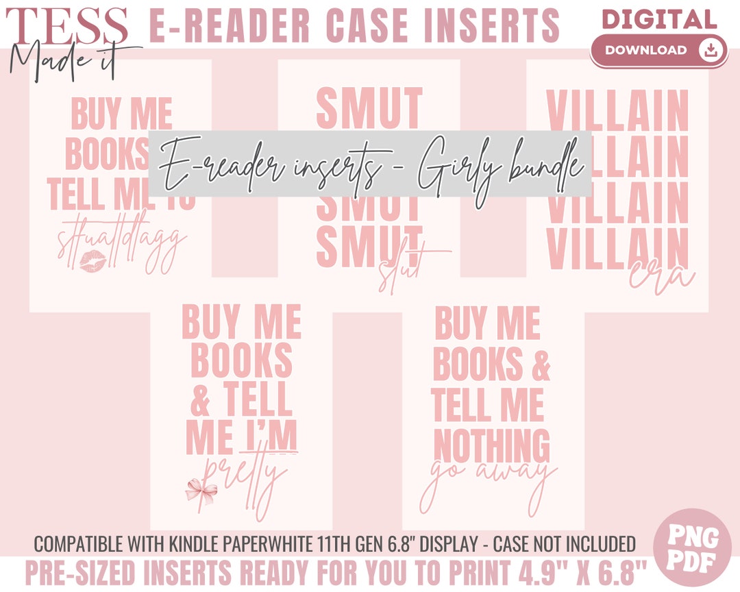 Printable E-reader Case Insert, Digital E-reader Design Insert, Ebook Inserts PNG, Paperwhite ...