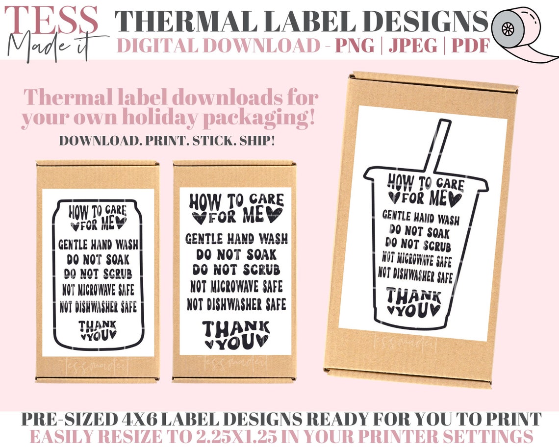 Printable Care Instructions Cup Care Mailing Labels - Etsy