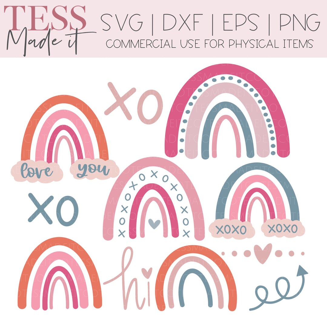 Valentine's Day Rainbow SVG - Rainbow PNG - Hand Drawn Rainbow SVGS and ...